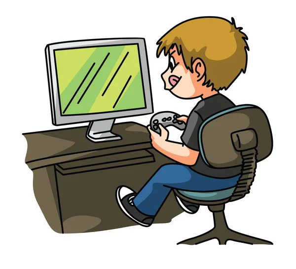 Niño jugando pc vector, gráfico vectorial © Ashva imagen #101514132