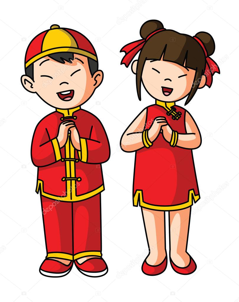 Happy chinese children — Stock Vector #59340845