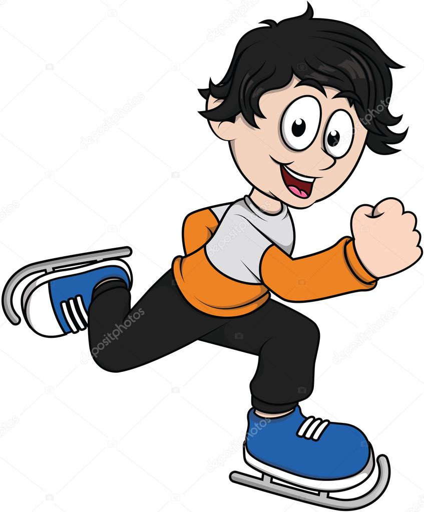 Boy ice skating cartoon illustration — Stock Vector © indomercy2012 ...