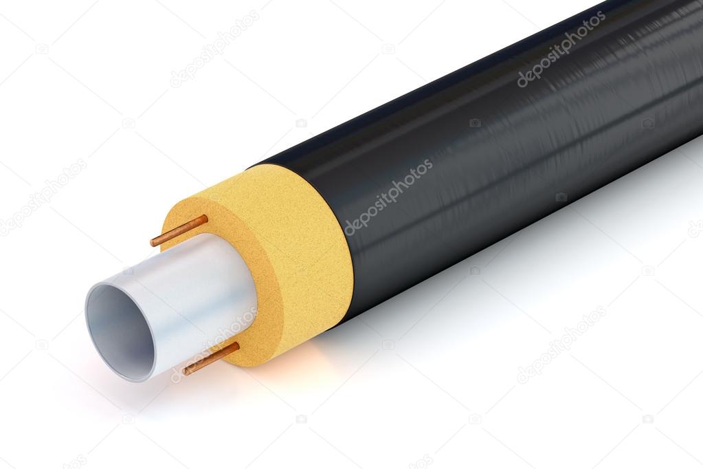 Pipe with insulation and heating cable — Stock Photo © Andy_Di #123417782