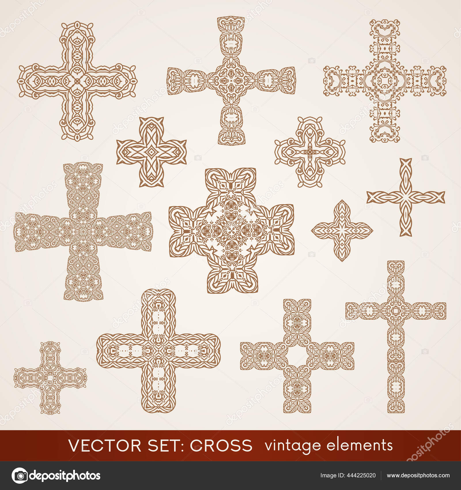 Cross Shape Collection Religious Symbol Christian Faith Isolated ...