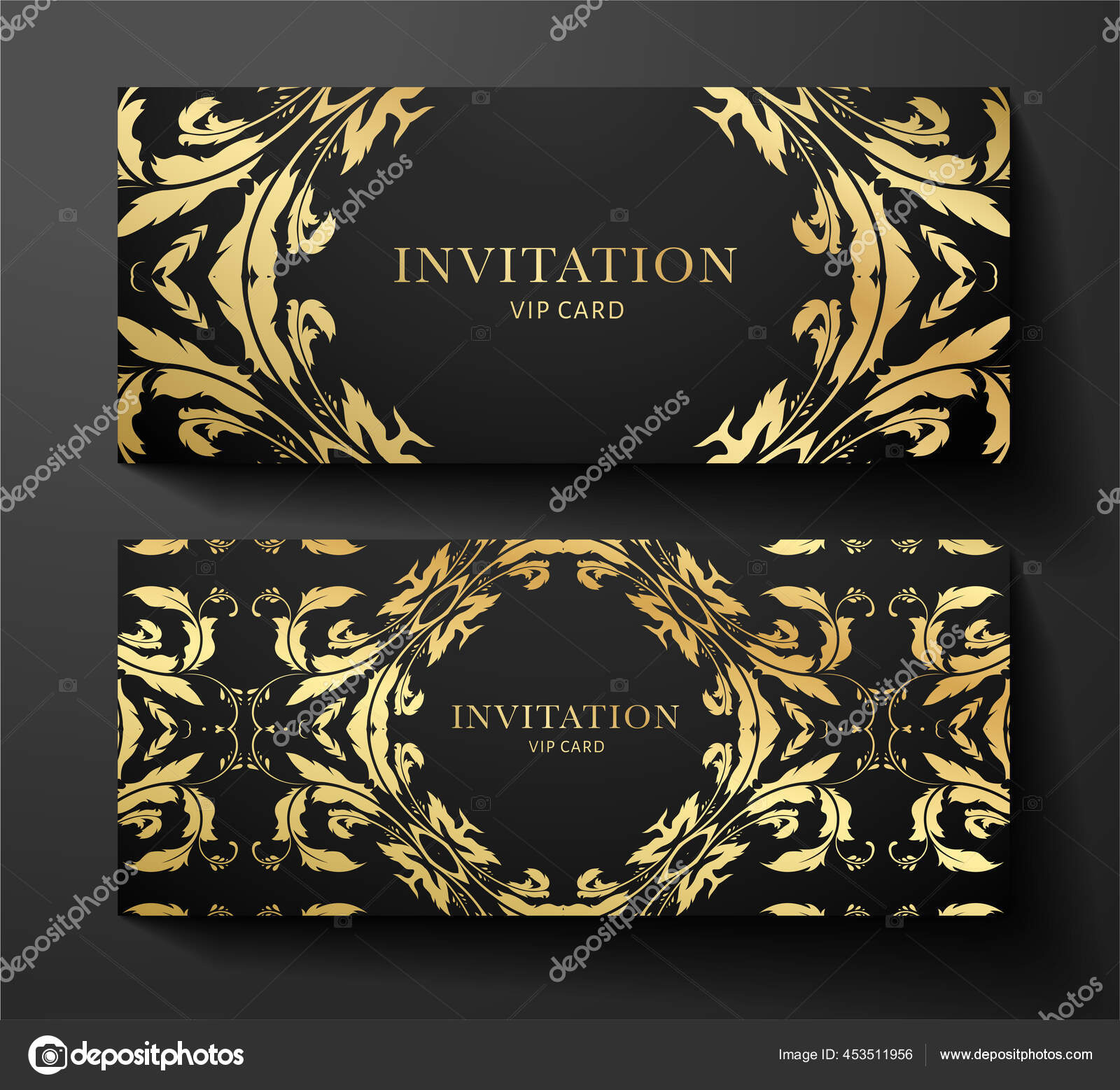 Premium Vip Invitation Template Royal Curve Golden Ornament Pattern ...