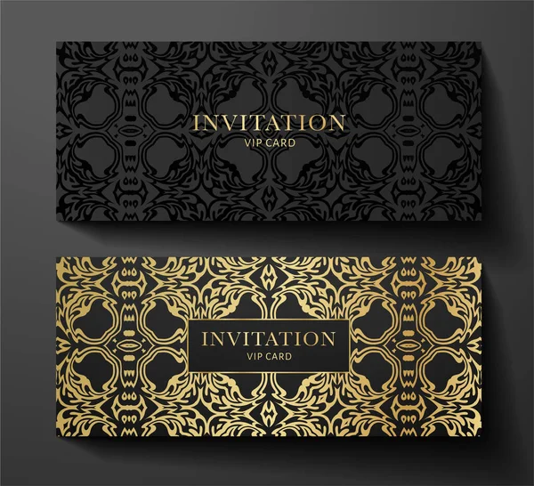 Premium Vip Invitation Template Royal Curve Golden Ornament Pattern ...