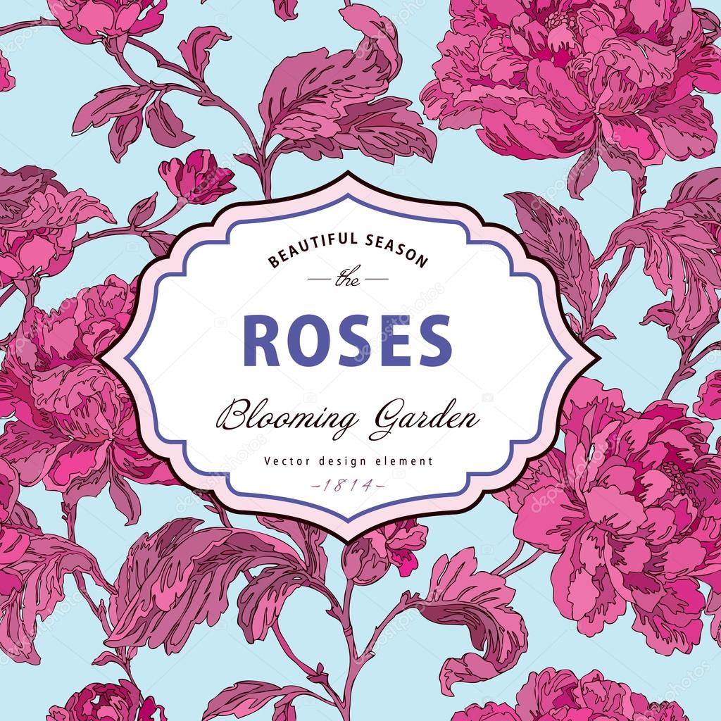 Vintage vector frame with roses. Stock Vector by ©polina21 79329960