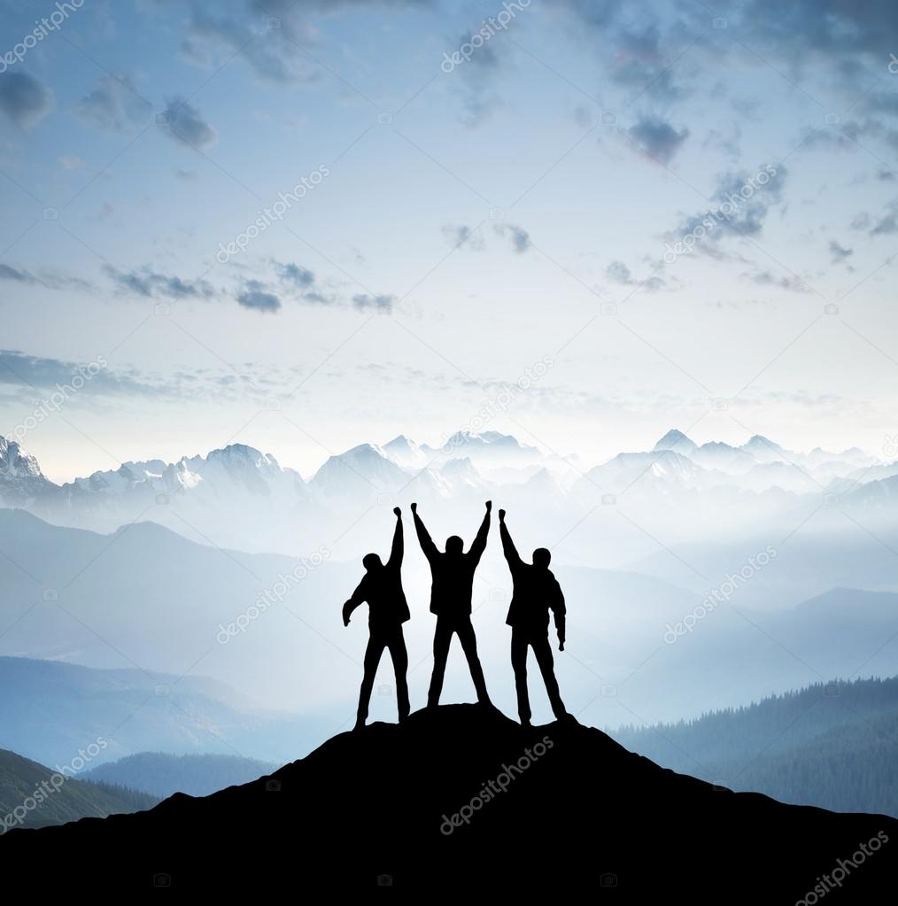 Team on mountain top. — Stock Photo © biletskiy_e #121837298