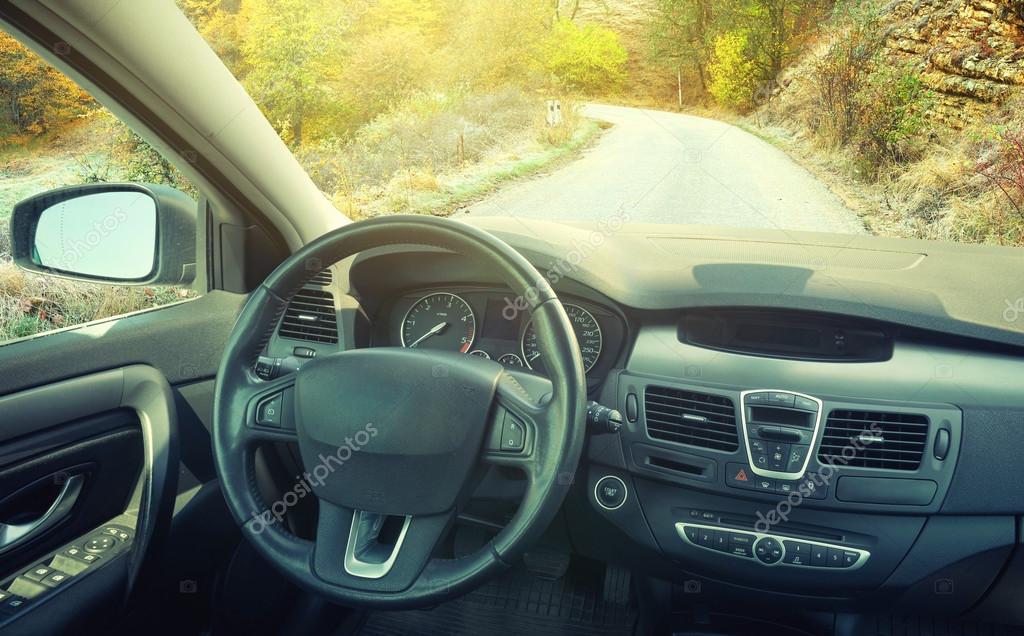 Car inside and asphalt road — Stock Photo © biletskiy_e #85375448