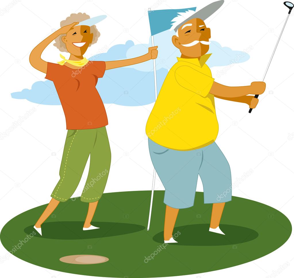 Senior couple playing golf Stock Vector Image by ©Aleutie #58286081