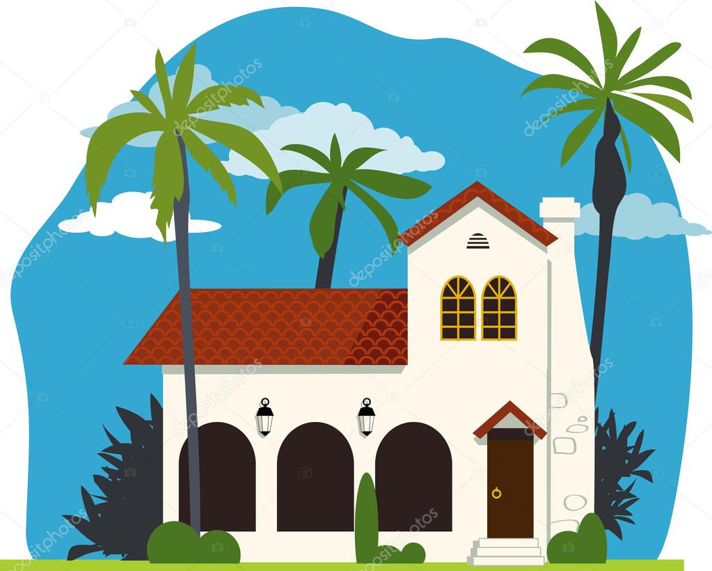 Spanish colonial house — Stock Vector © Aleutie #75141901
