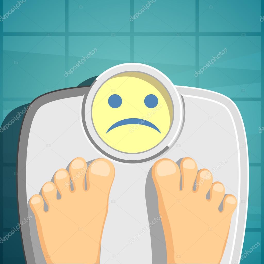 Exceso de peso. Balanzas para pesar — Vector de stock © vantuz #113768234