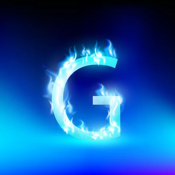 Letter R In Blue Fire