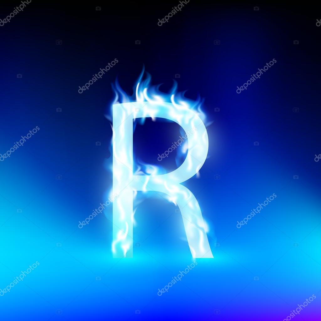 Letter A In Blue Fire