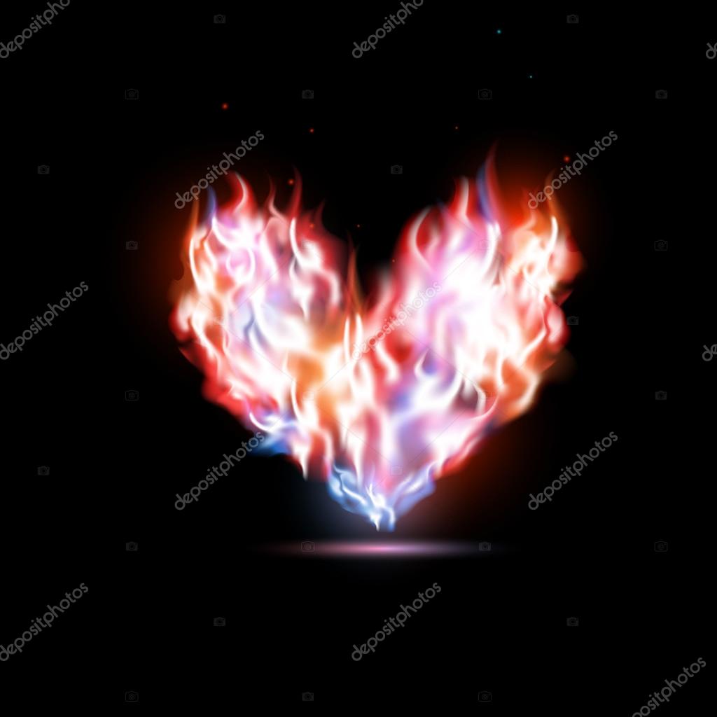 Blue And Red Fire Heart
