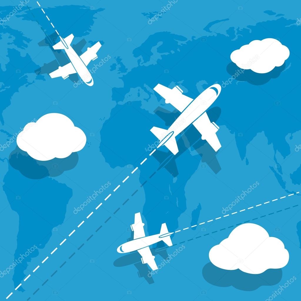 Aircraft flying over earth map Stock Vector by ©vantuz 69510901