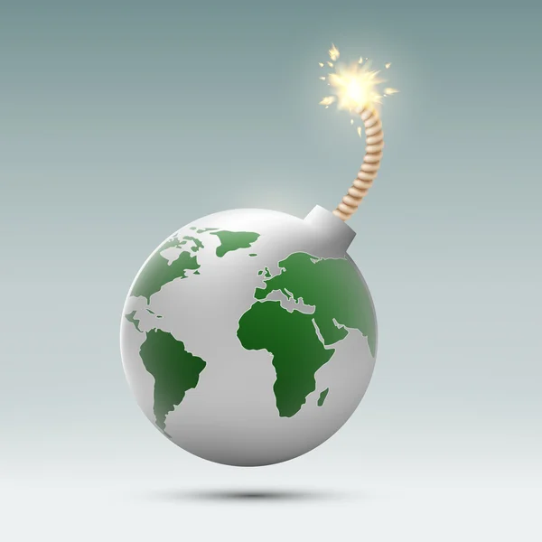 Bomb explosive planet earth war danger metaphor sketch engraving vector ...