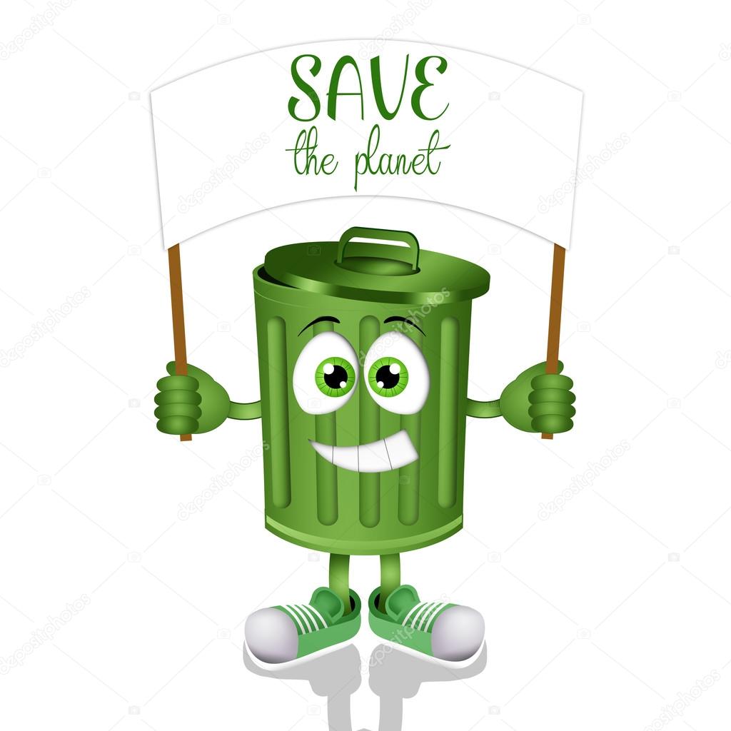 Funny green garbage bin Stock Illustration by ©sognolucido #56124187