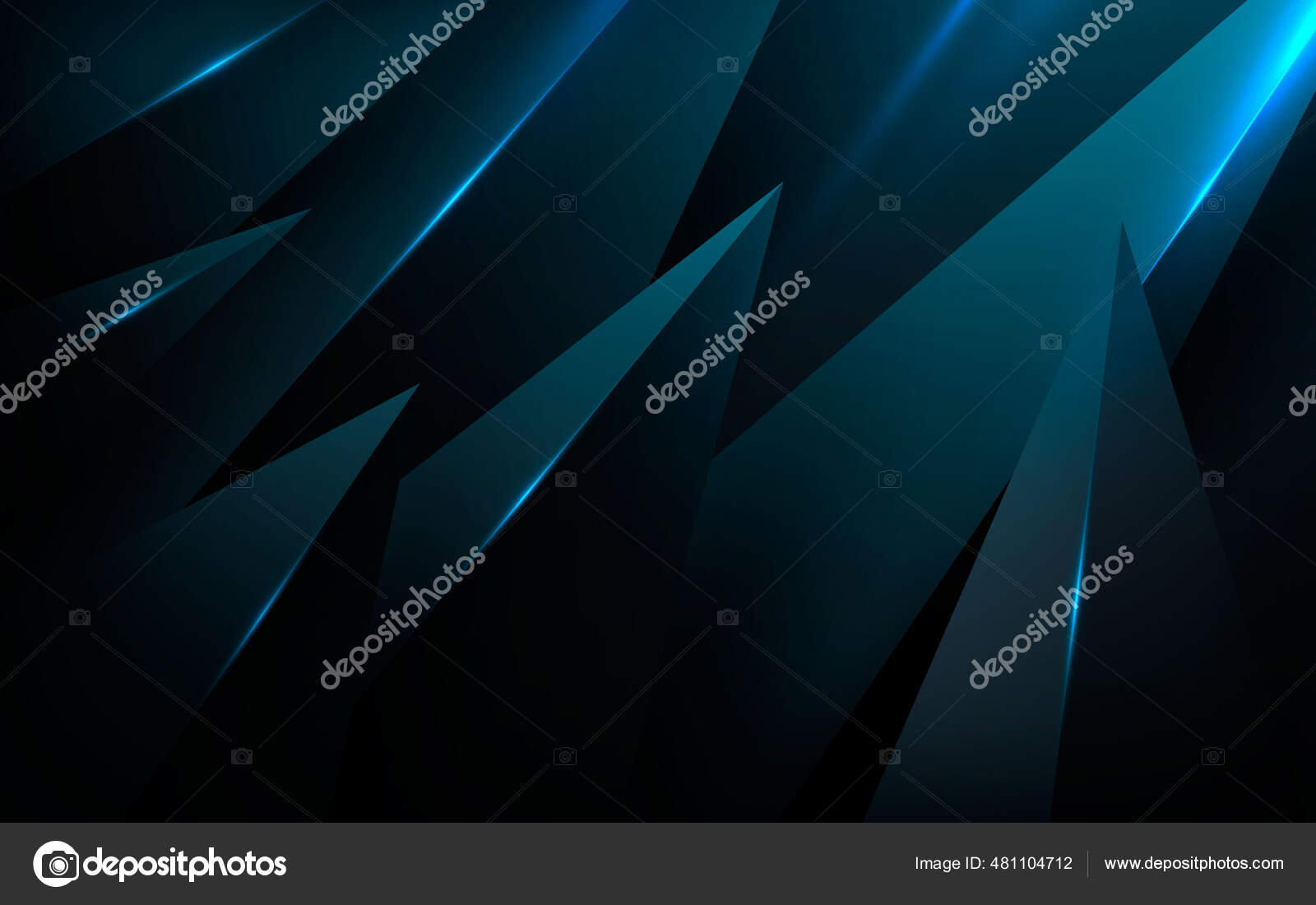 Abstract Black Taper Shape Dimension Background Blue Light Stock Vector ...