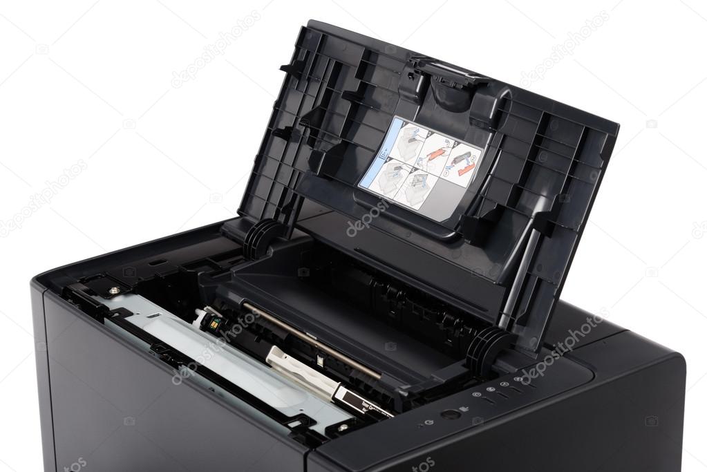 Laser printer with opened front cover Stock Photo by ©jipen 88349896