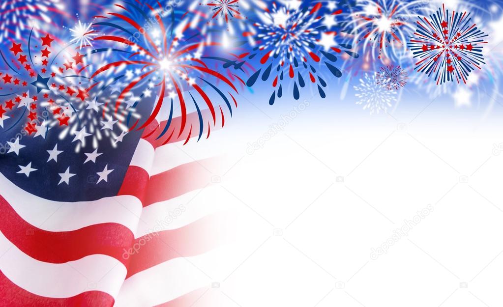 USA flag with fireworks on white background — Stock Photo © Myimagine ...