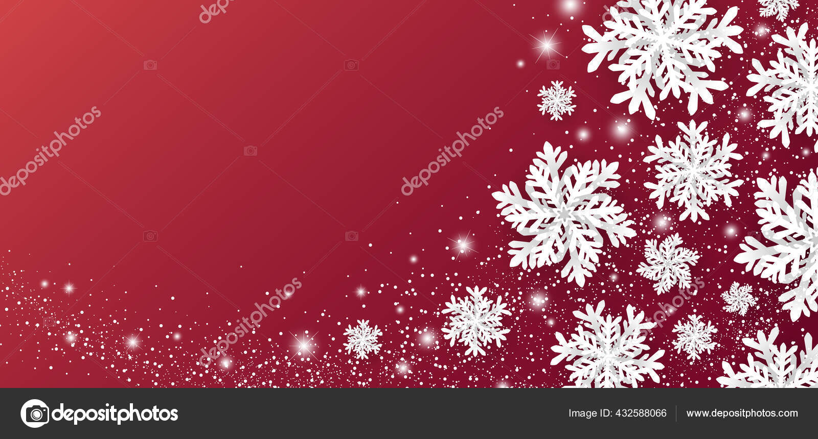 Christmas Winter Banner Design Snowflake Snow Lights Red Background ...
