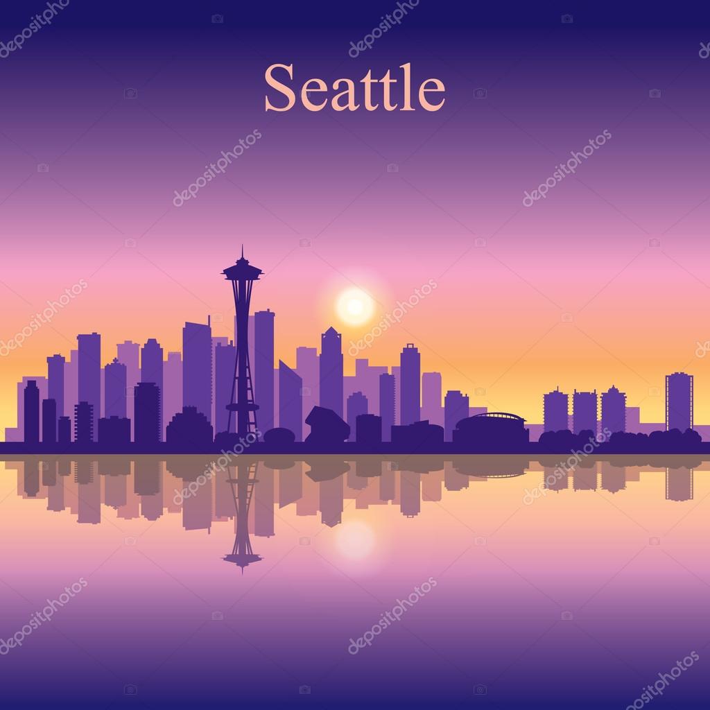 Seattle city skyline silhouette background Stock Vector Image by ©ray ...