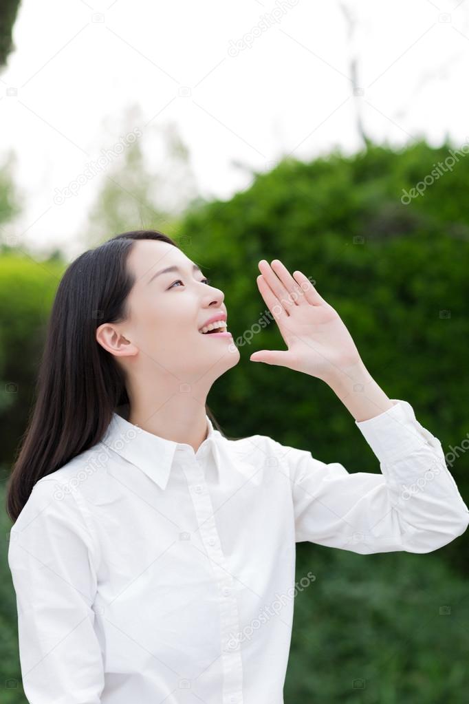 Girl loud shouting Stock Photo by ©wxin67 76478711