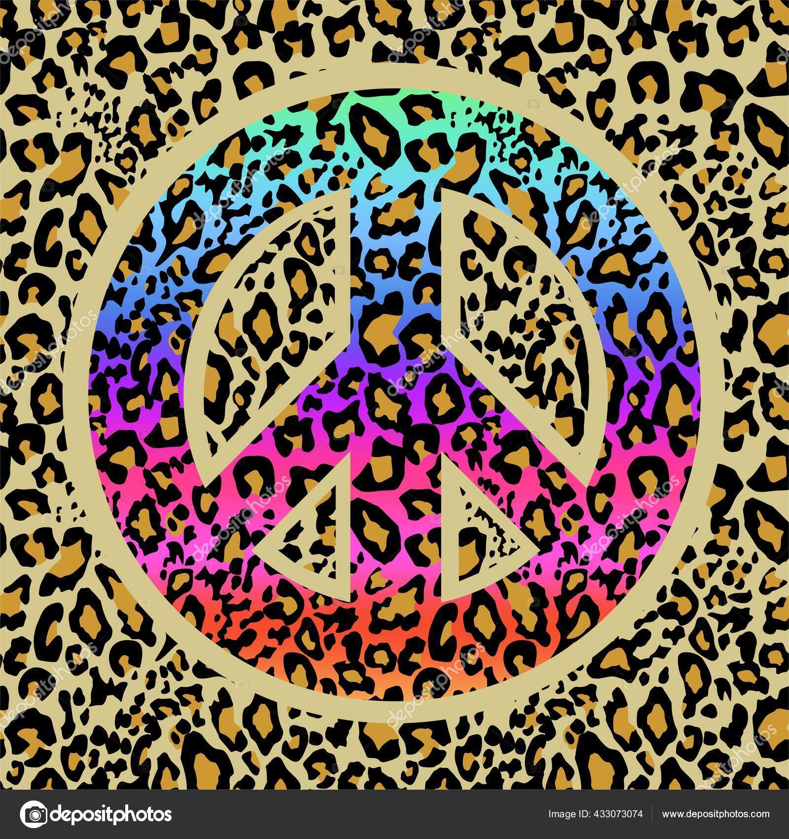 Rainbow Zebra Print Peace Signs