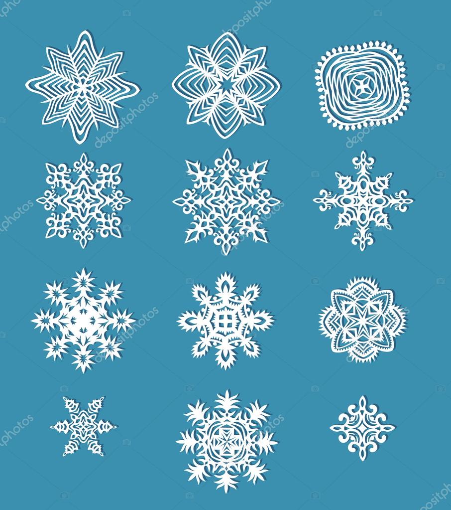 Collection of handmade paper snowflakes — Stock Vector © antonovaolena ...