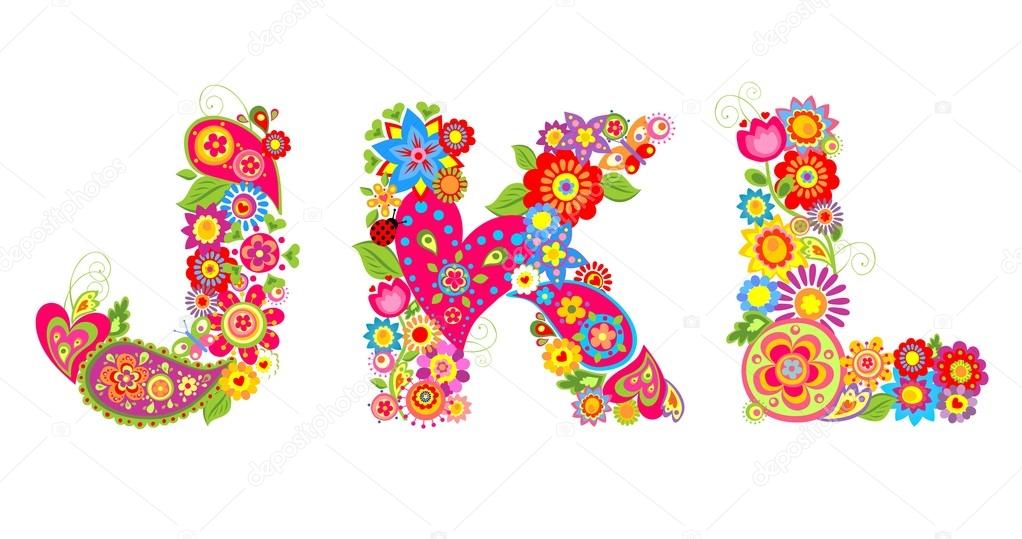 Floral alphabet with letter J, K, L Stock Vector Image by ...