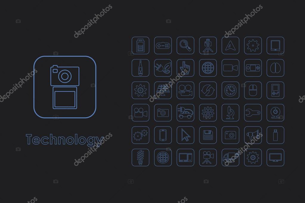Set of technology simple icons Stock Vector by ©Palau83 100212054