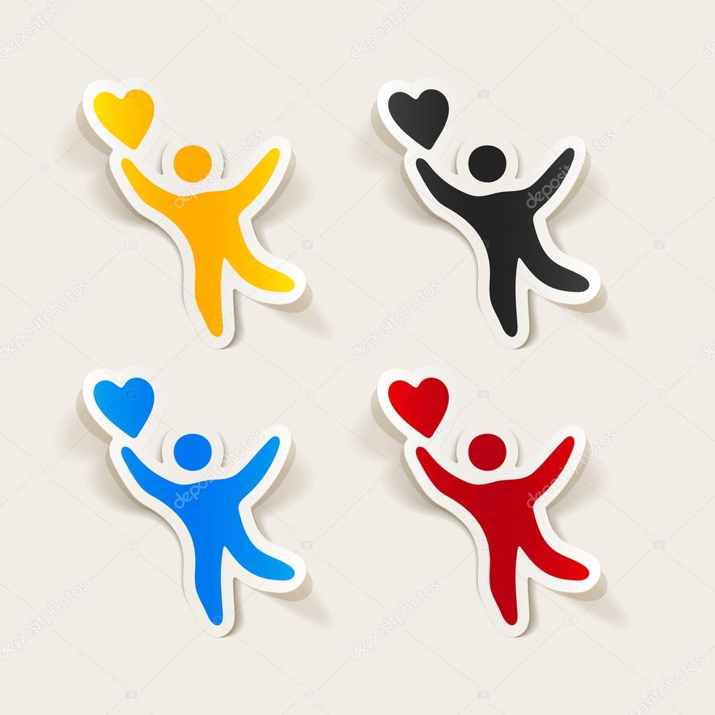 Happiness people realistic stickers Stock Vector by ©Palau83 115059380