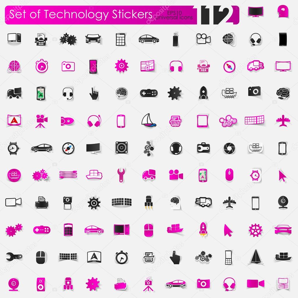 Set of technology stickers Stock Vector by ©Palau83 119449886