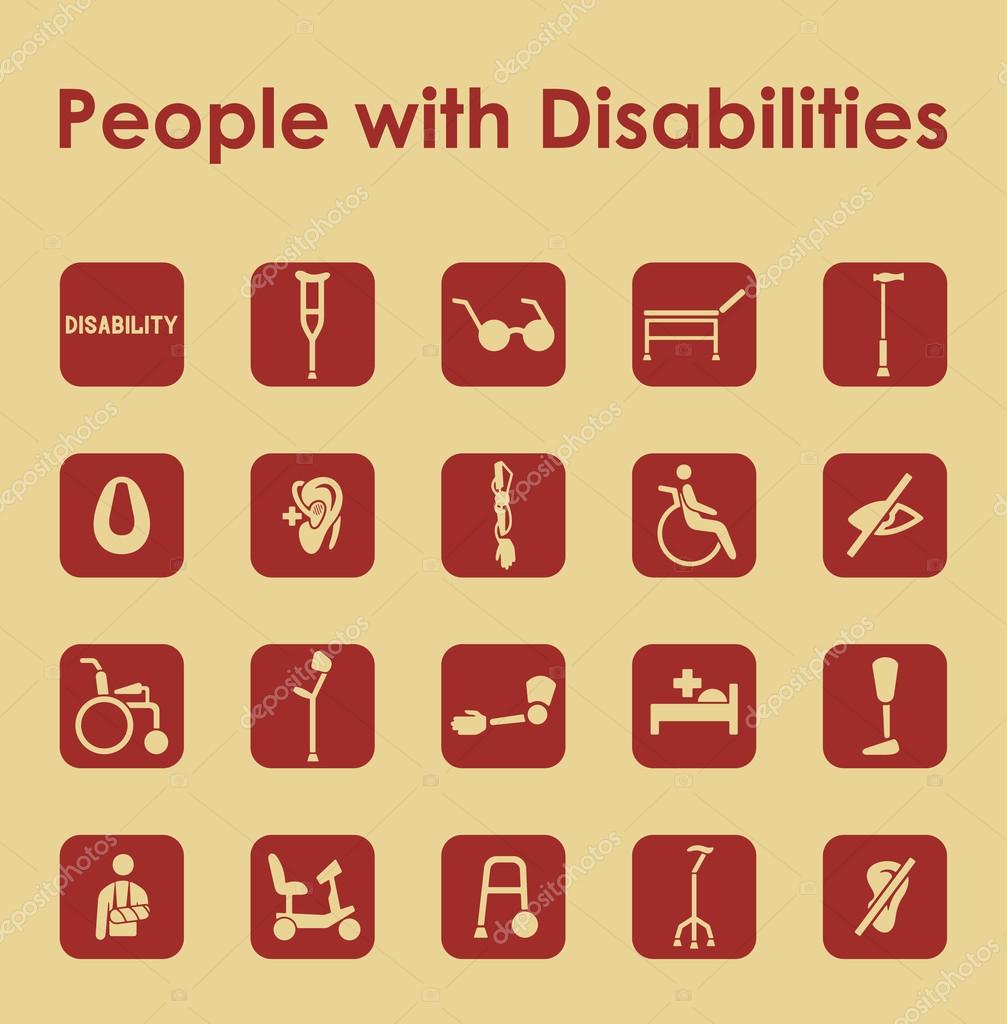 Set of people with disabilities simple icons Stock Vector Image by ...