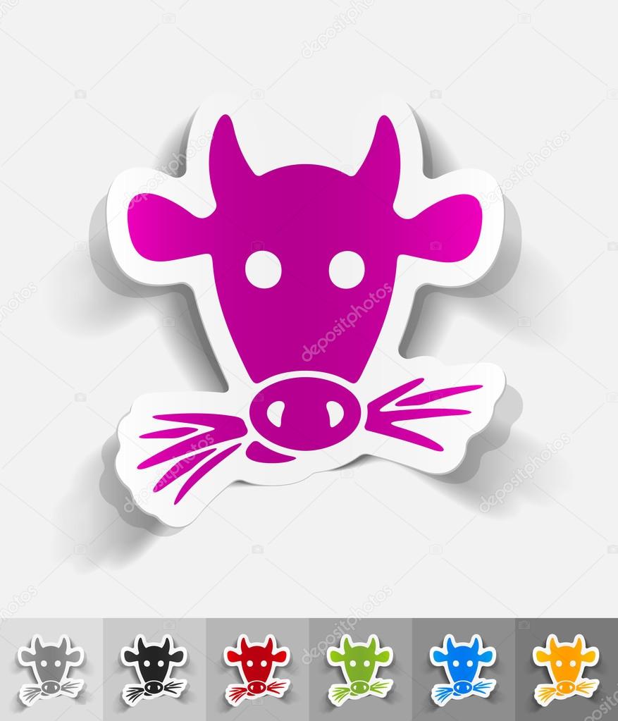 Muzzle cow paper sticker Stock Vector by ©Palau83 80952362