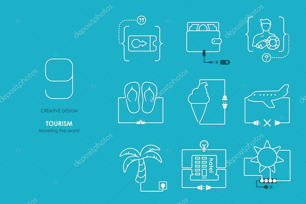 Connection flat design of tourism icons Stock Vector Image by ©Palau83 ...