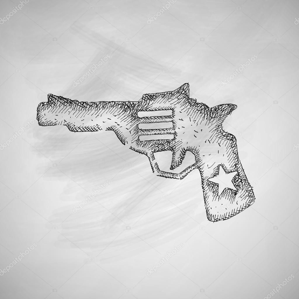 Revólver dibujado a mano icono Vector de stock por ©Palau83 98758806