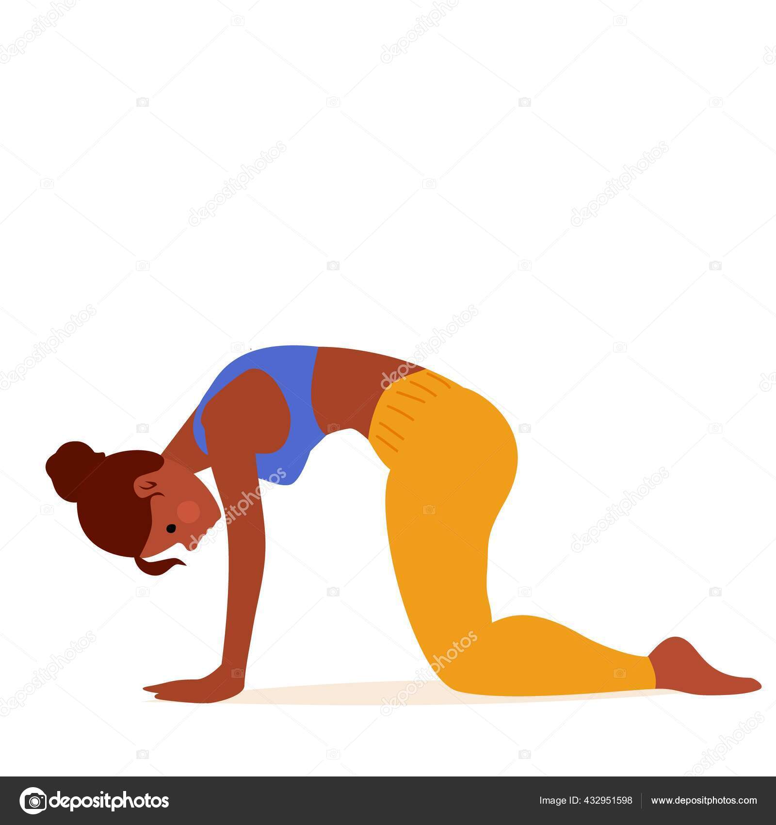 Woman doing Exercise Cow pose, stretching back muscle and promoting ...