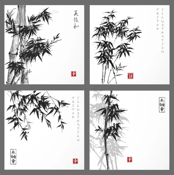 Set of cards with bamboo trees — Stock Vector © Elinacious #113675064