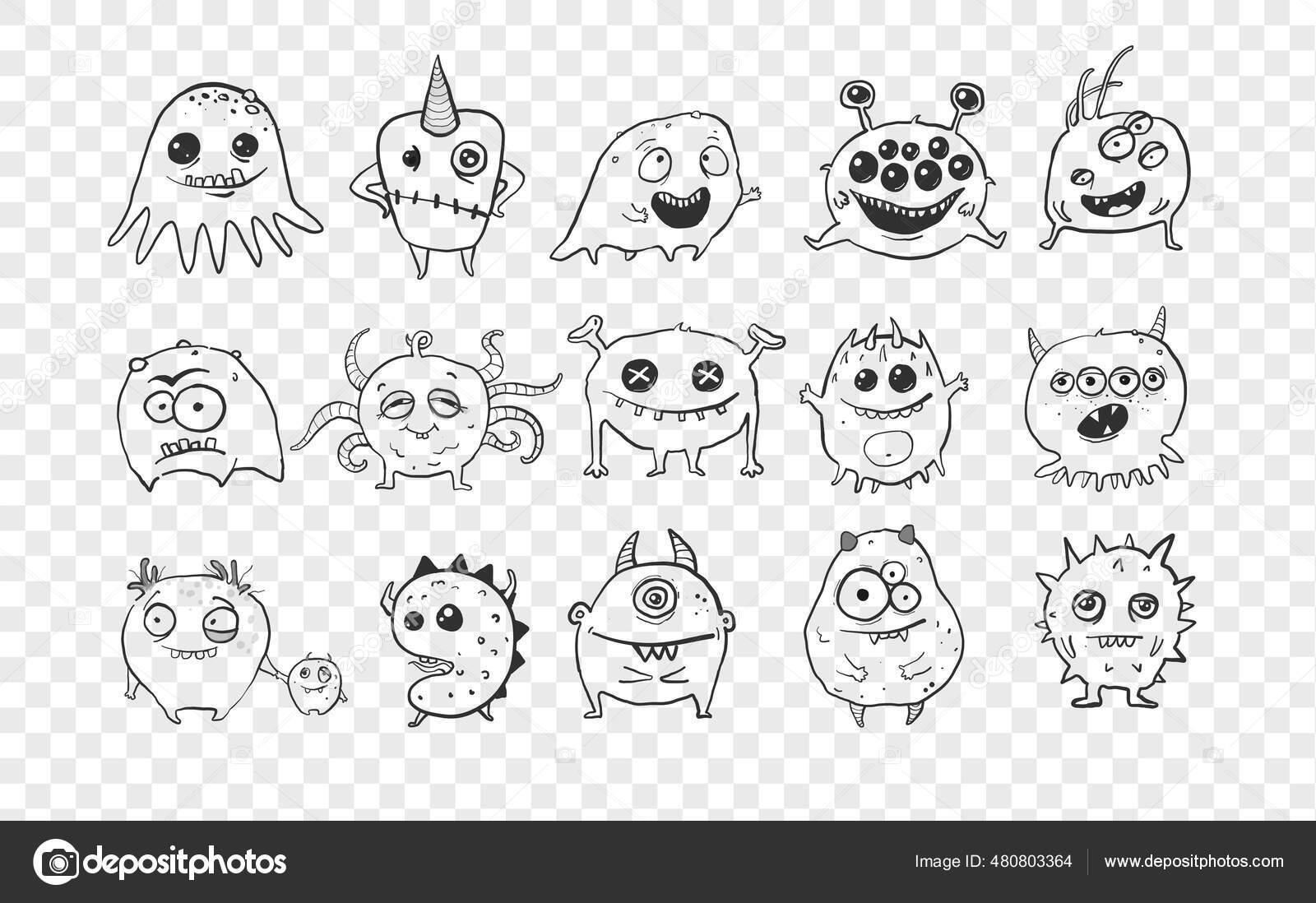 Collection Cute Doodle Monsters Stock Vector Image by ©Elinacious ...