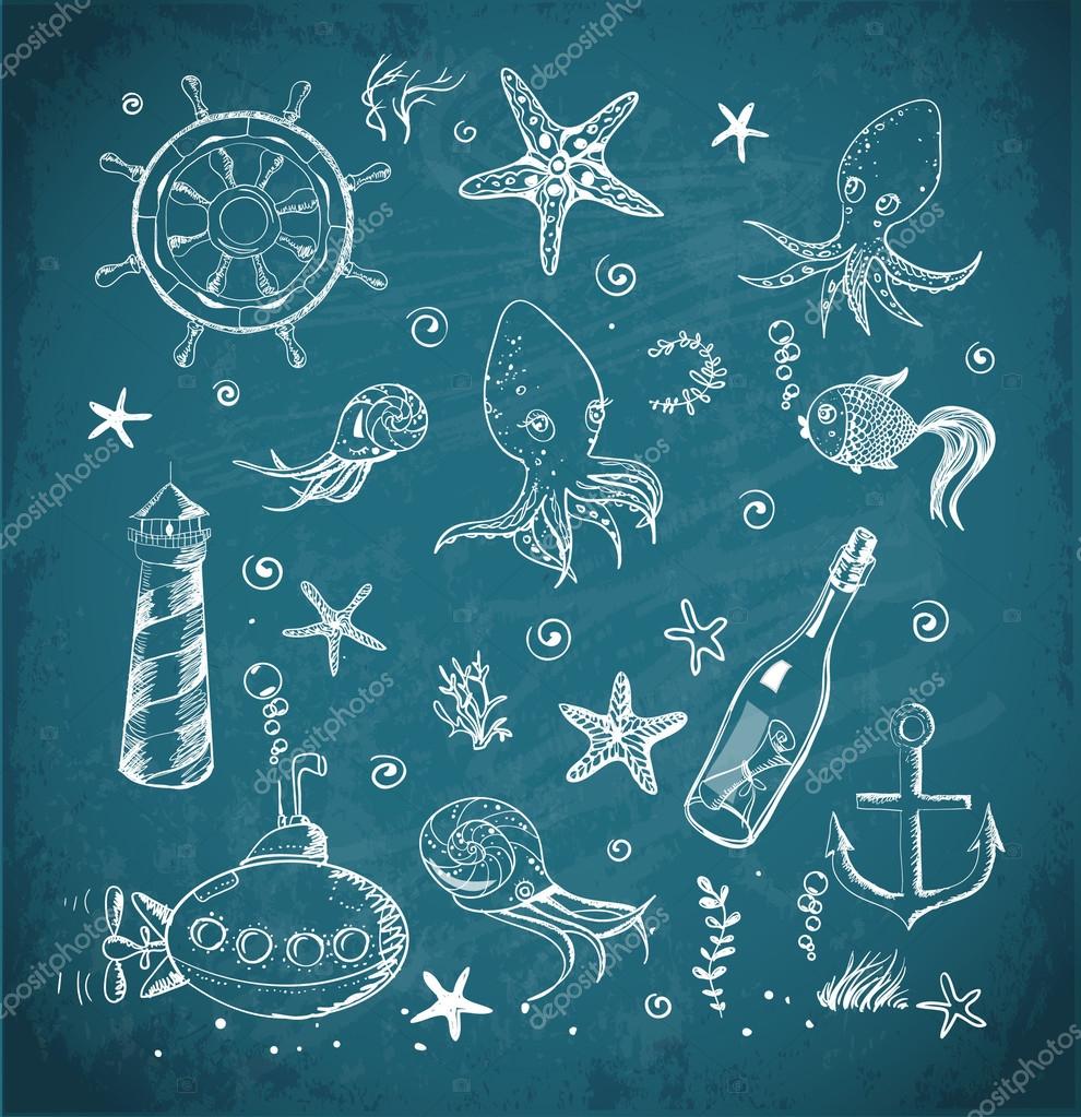 Cartoon marine background. Stock Vector Image by ©Elinacious #53883601