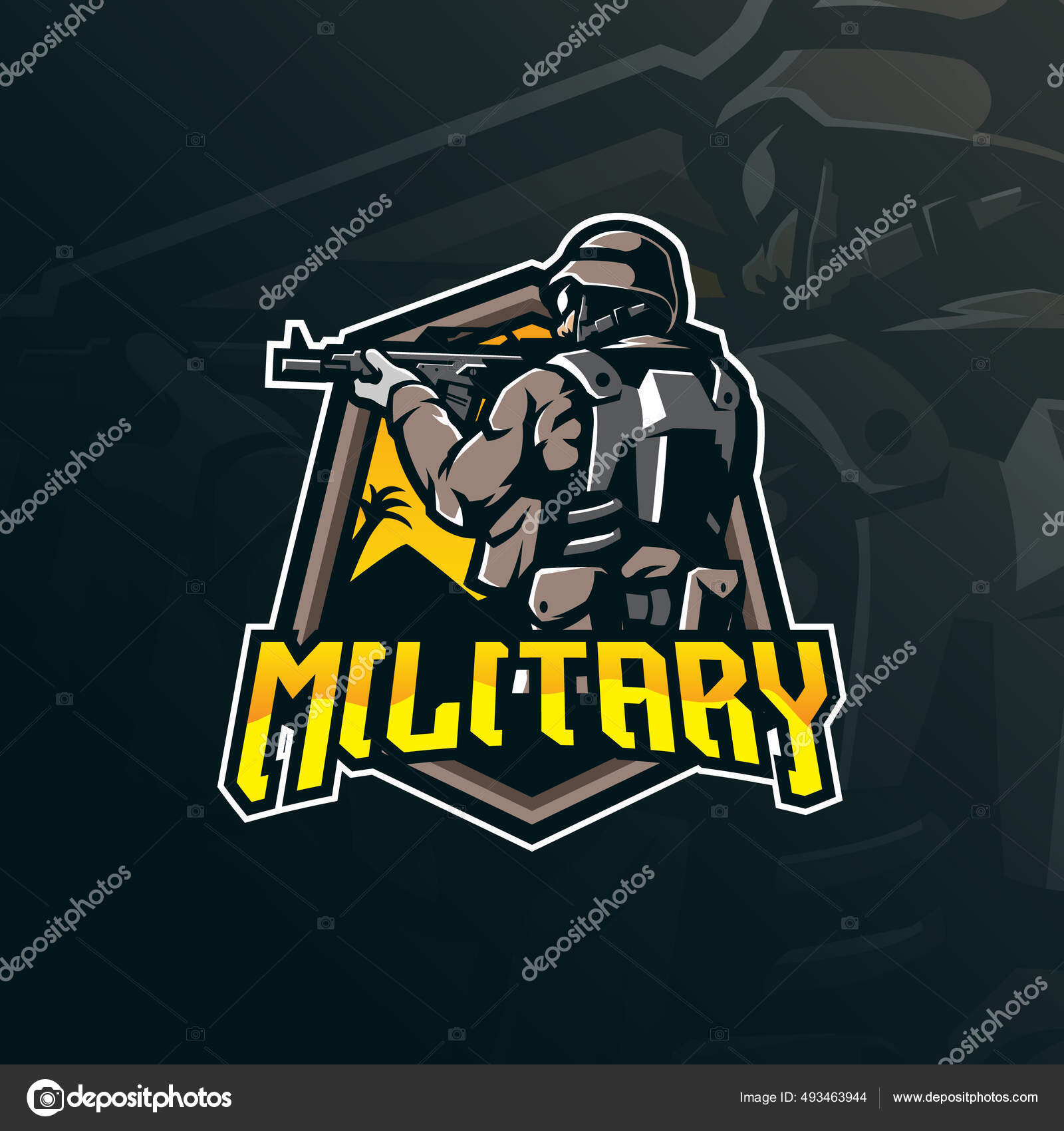 Military Mascot Logo Design Vector Modern Illustration Concept Style ...