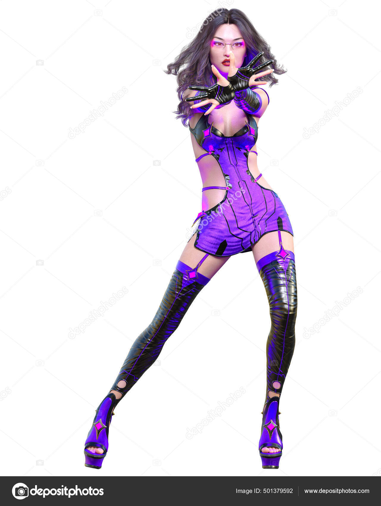 Japanese Assassin Warrior Amazon Woman Render Futuristic Neon Glow ...