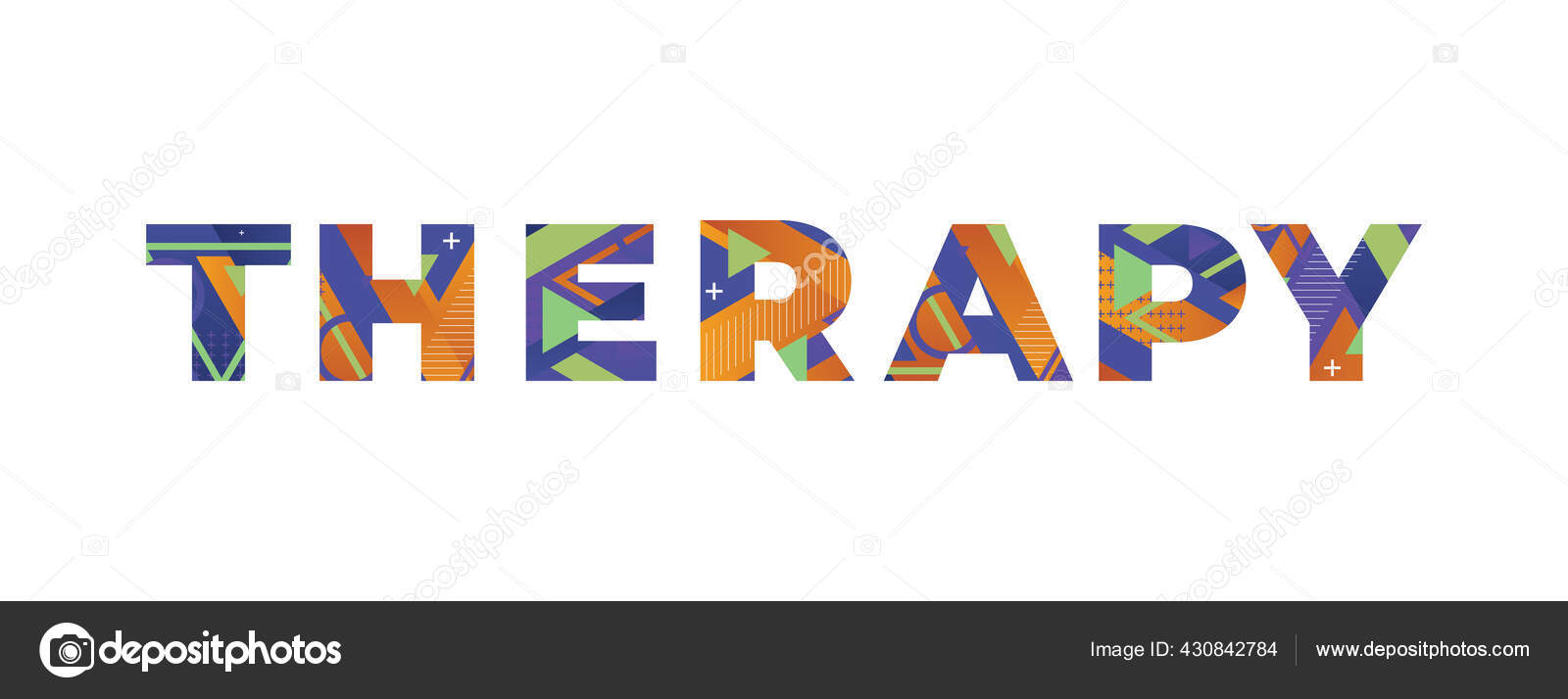 Word Therapy Concept Written Colorful Retro Shapes Colors Illustration ...