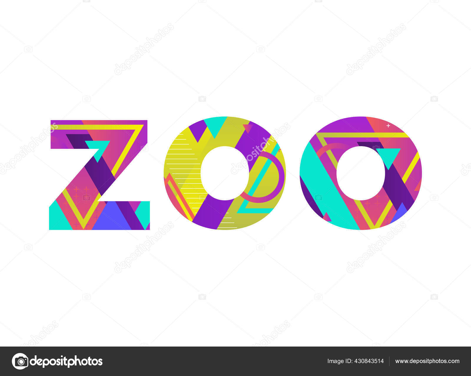 Word Zoo Concept Written Colorful Retro Shapes Colors Illustration ...