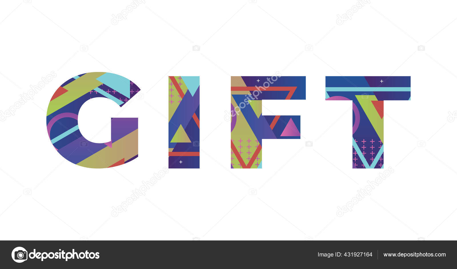 Word Gift Concept Written Colorful Retro Shapes Colors Illustration ...