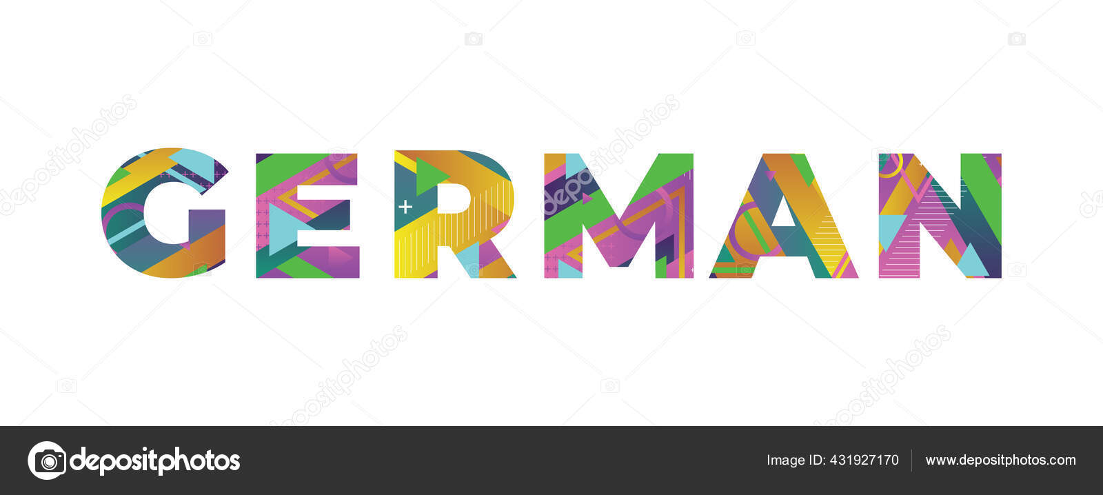 Word German Concept Written Colorful Retro Shapes Colors Illustration ...