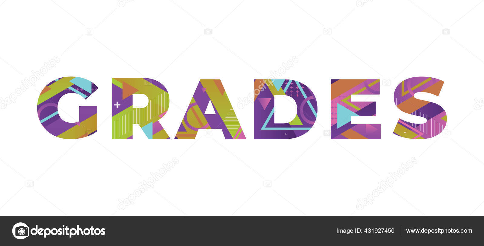 Word Grades Concept Written Colorful Retro Shapes Colors Illustration ...