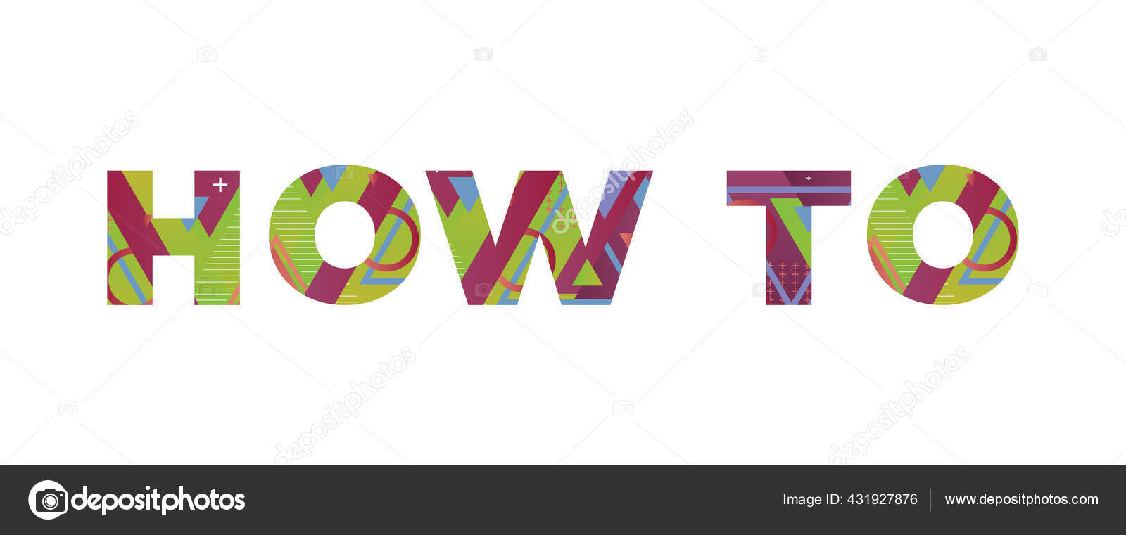 Words How Concept Written Colorful Retro Shapes Colors Illustration ...