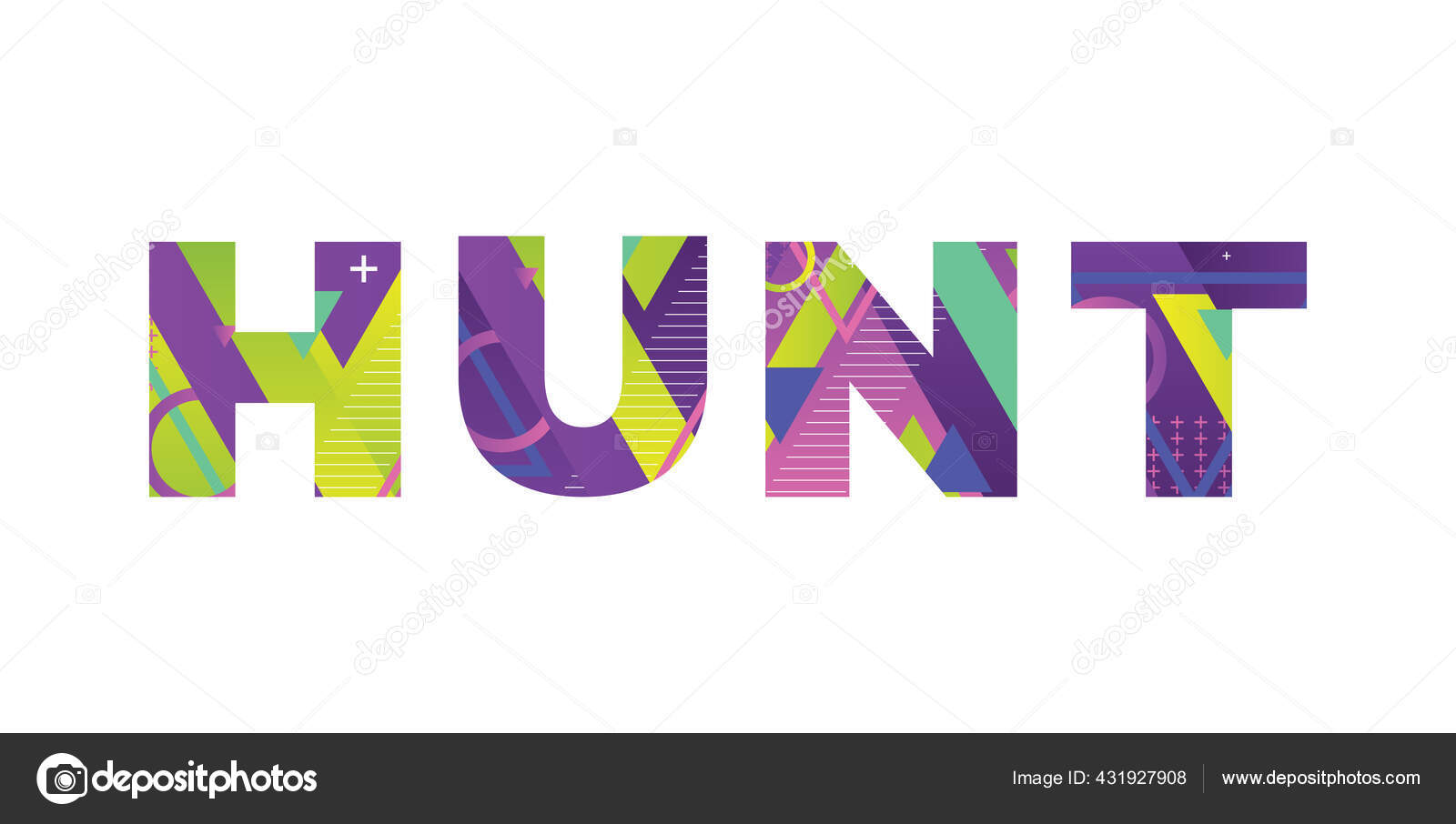 Word Hunt Concept Written Colorful Retro Shapes Colors Illustration ...