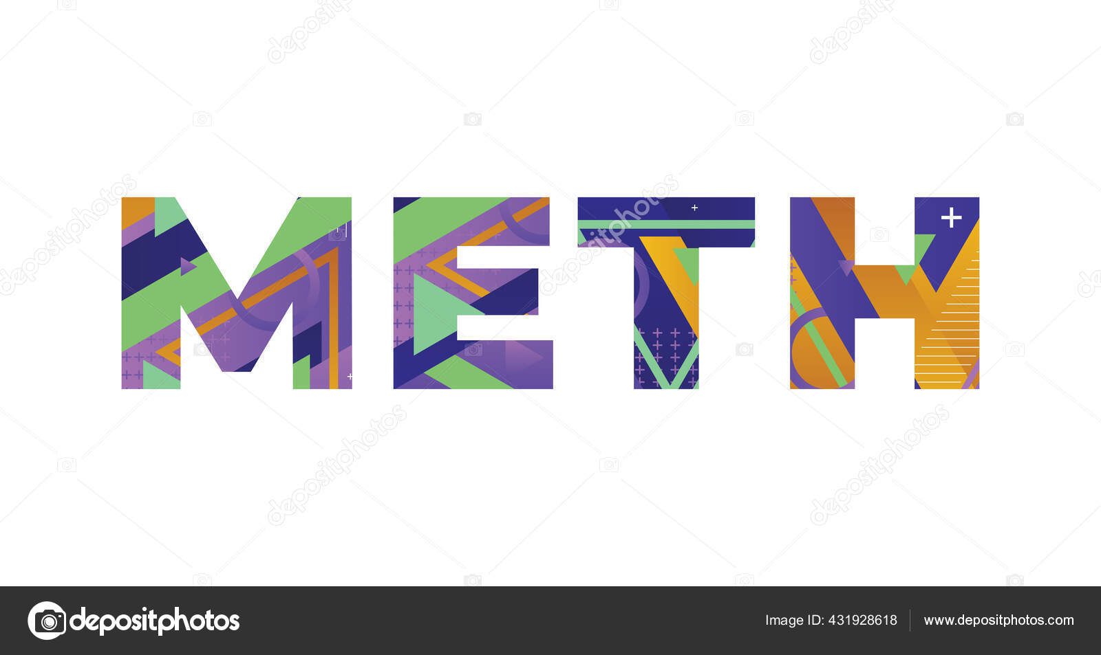 Word Meth Concept Written Colorful Retro Shapes Colors Illustration ...