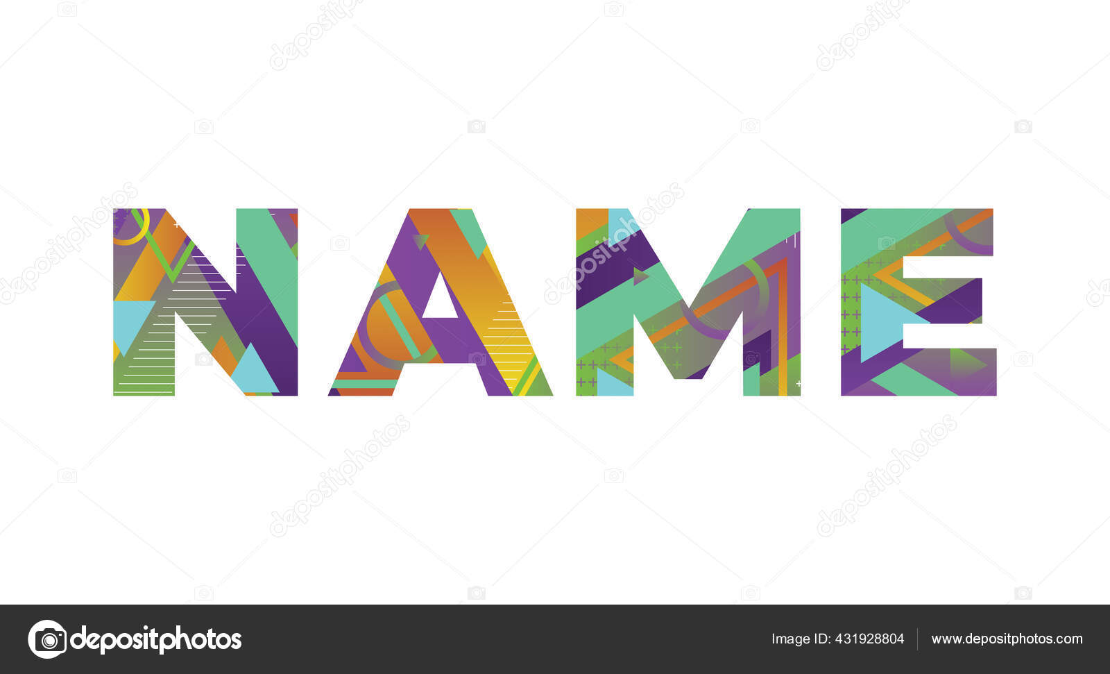 Word Name Concept Written Colorful Retro Shapes Colors Illustration ...